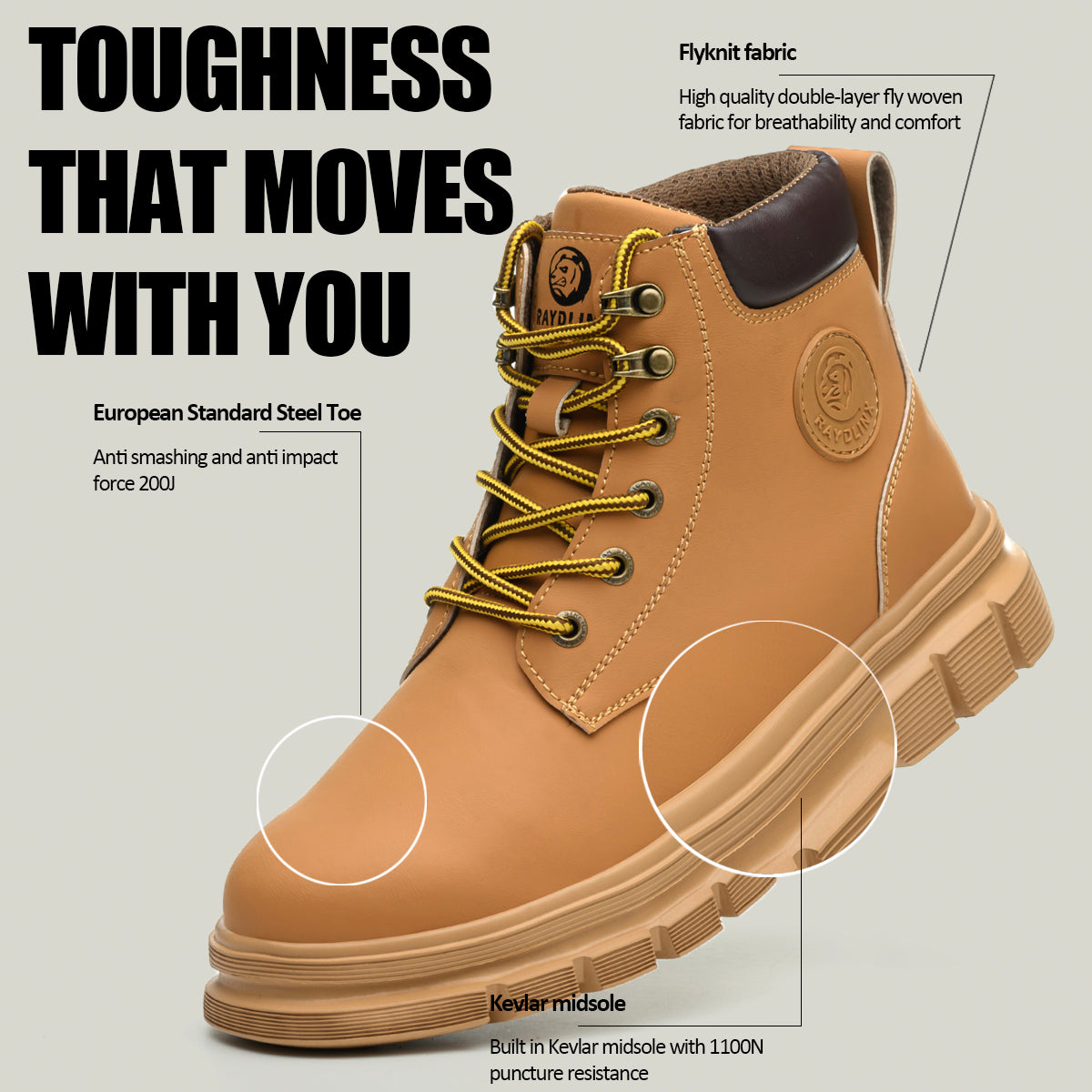 Raydlinx Yellow Boot - Steel Toe Yellow Boots Safety Boots F62 ...